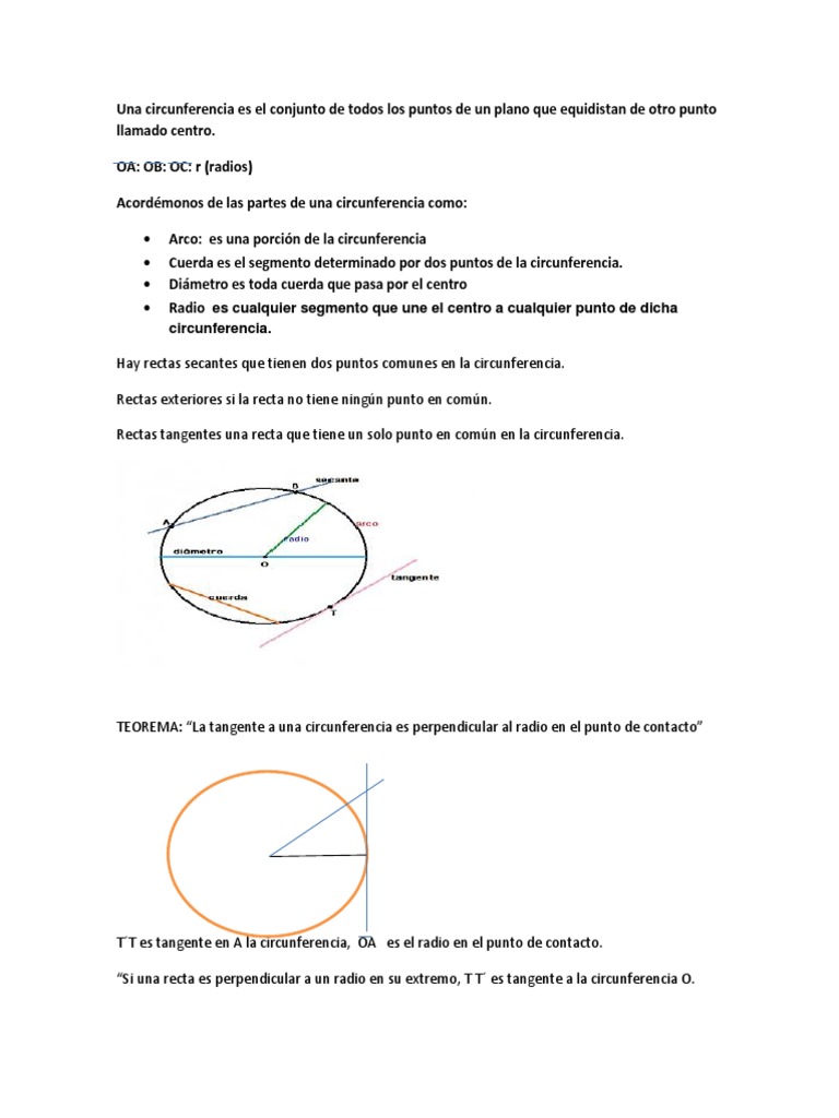 Una Circunferencia Es El Conjunto de Todos Los Puntos de Un Plano Que ...