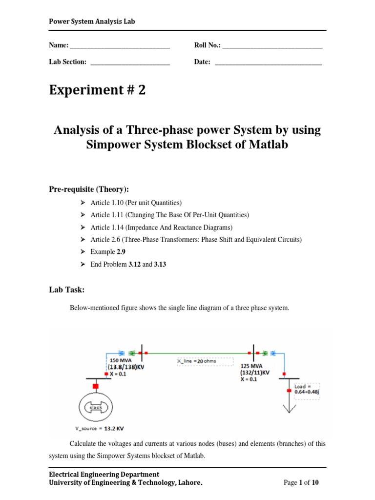 Analysis of a Three-Phase Power System Using MATLAB's Simpower Systems ...