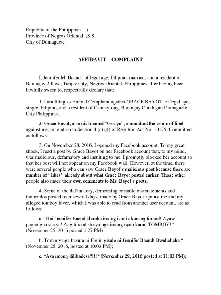 Criminal Complaint | Defamation | Criminal Law