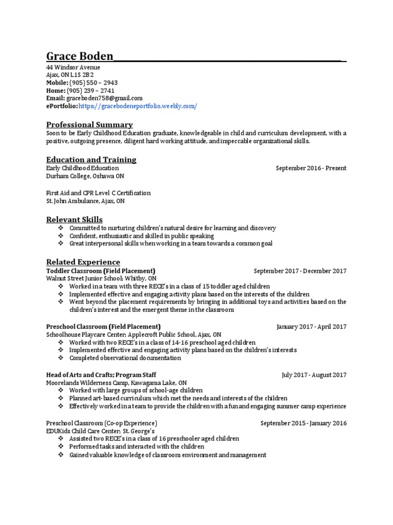 Grace Boden | PDF | Early Childhood Education | Preschool