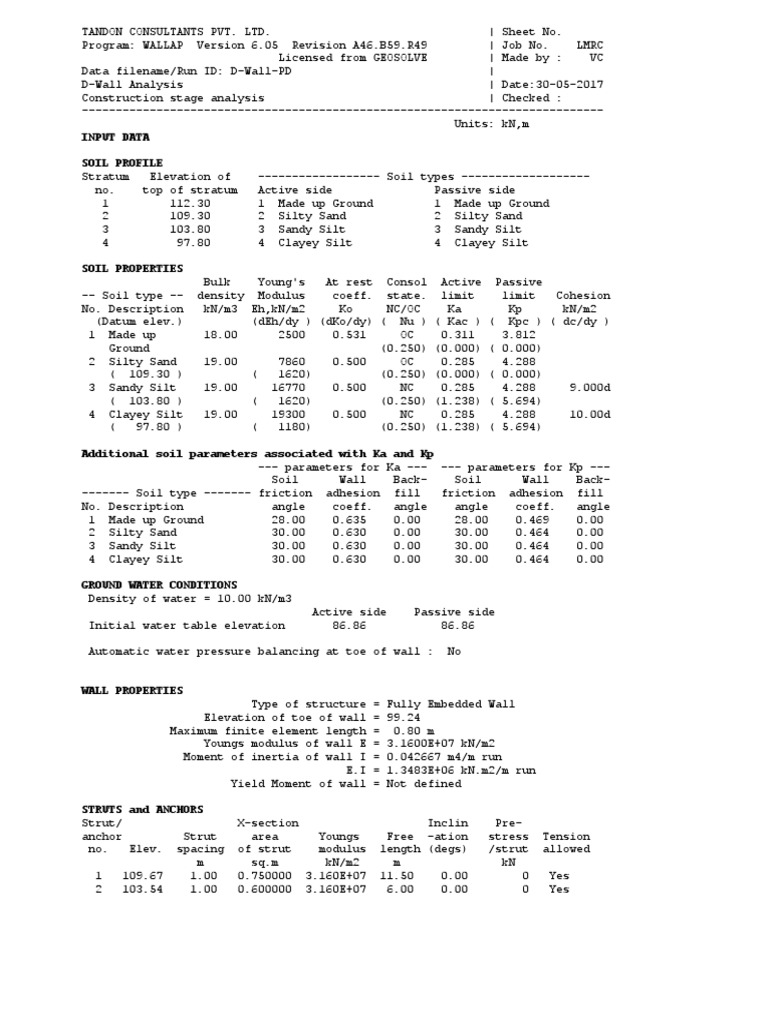 Input Data Soil Profile | PDF | Bending | Soil