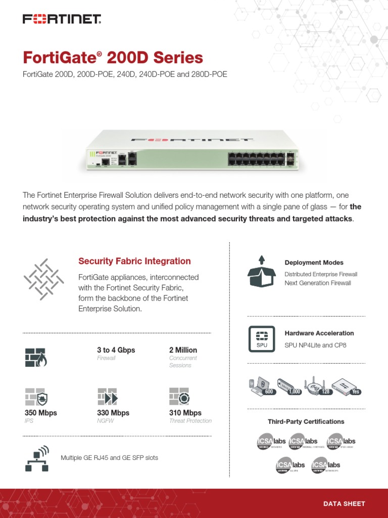 Fortigate 200D Series: Security Fabric Integration | PDF | Firewall ...