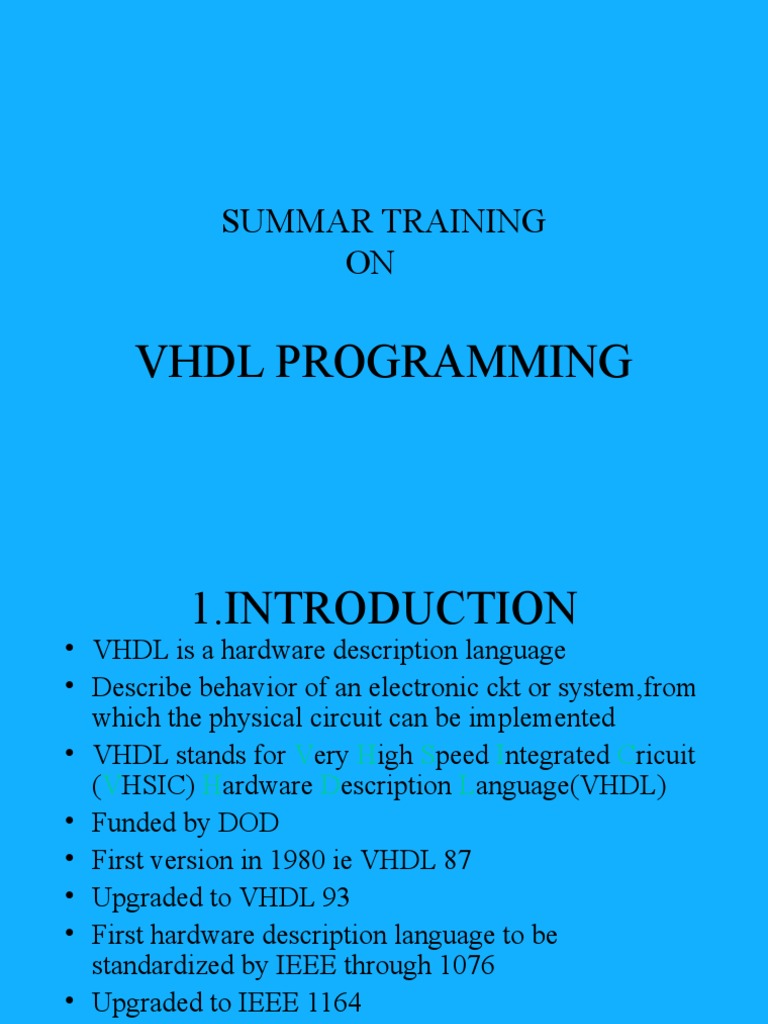 VHDL Presentation | PDF | Vhdl | Data Type