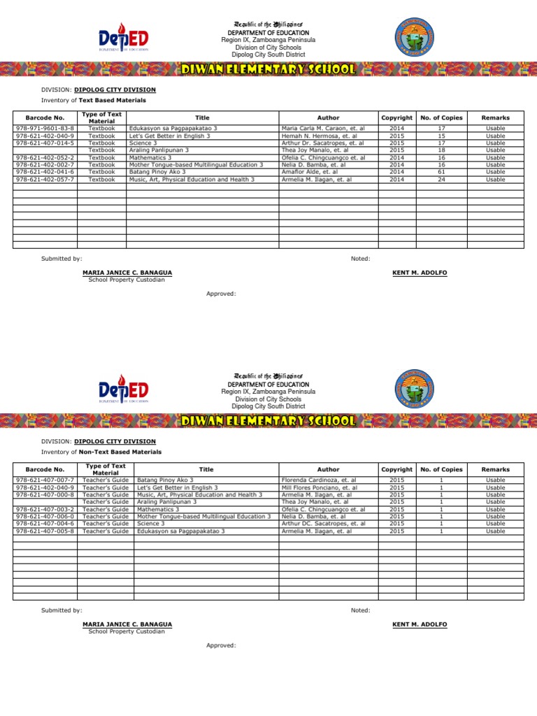 Inventory of Text, Non-Text, and Locally Contextualized Materials | PDF ...