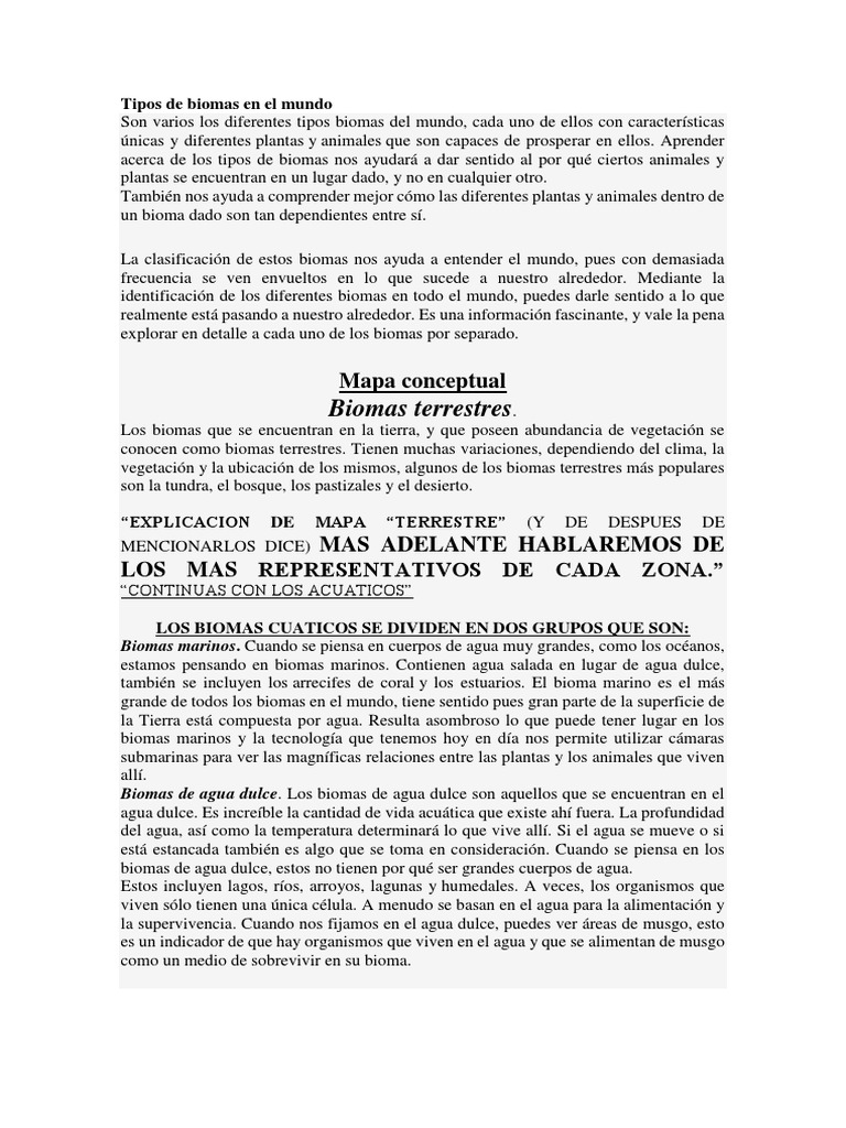 Tipos de Biomas: Características y Ejemplos | PDF | Desierto | Herida