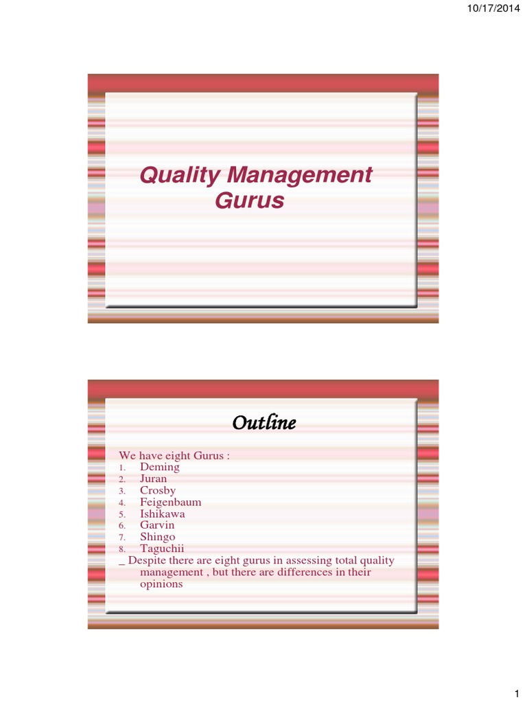 Quality Management Gurus: Outline | PDF | Quality (Business) | Design