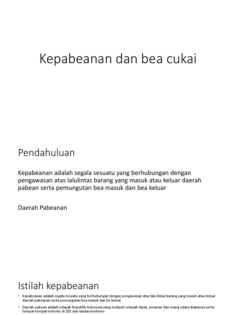 Kepabeanan Dan Bea Cukai | PDF