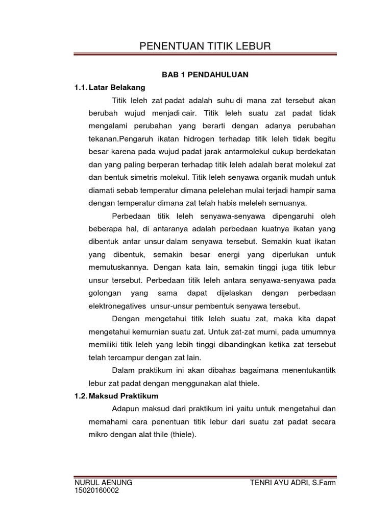 Penentuan Titik Lebur | PDF | Sains & Matematika