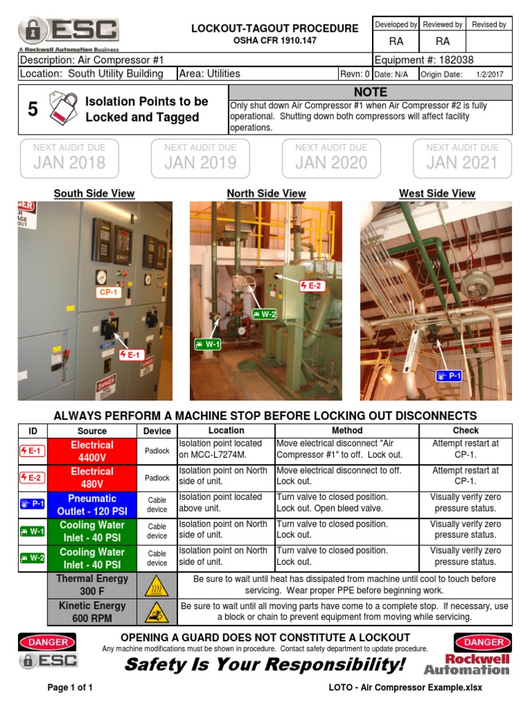 LOTO Air Compressor Example | PDF | Mechanical Engineering | Chemical ...
