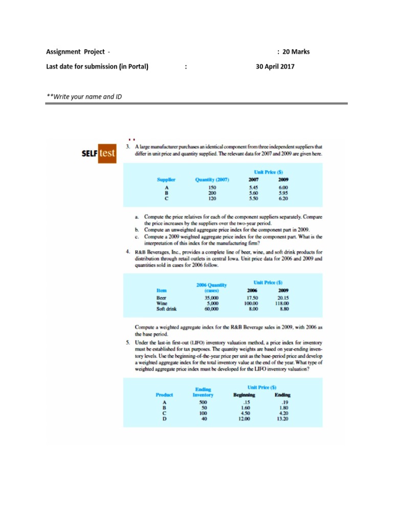 Write Your Name and ID: Assignment Project - : 20 Marks Last Date For ...