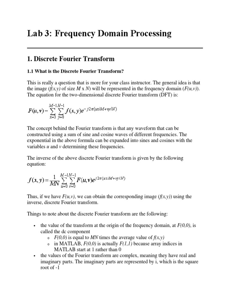 Frequency Domain Processing in MATLAB | PDF | Discrete Fourier ...