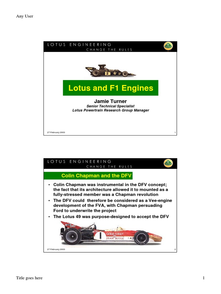Lotus and F1 Engines | PDF | Formula One | Turbocharger