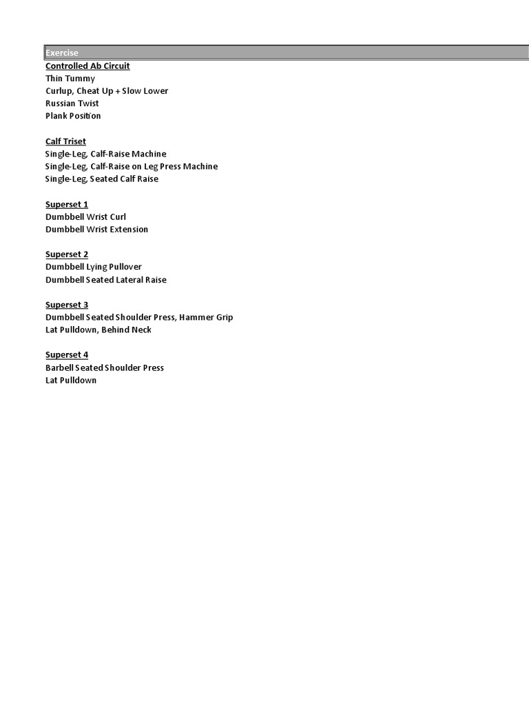 Workout Plan PDF Recreation Physical Exercise