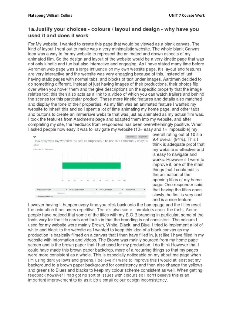 1a.justify Your Choices - Colours / Layout and Design - Why Have You ...