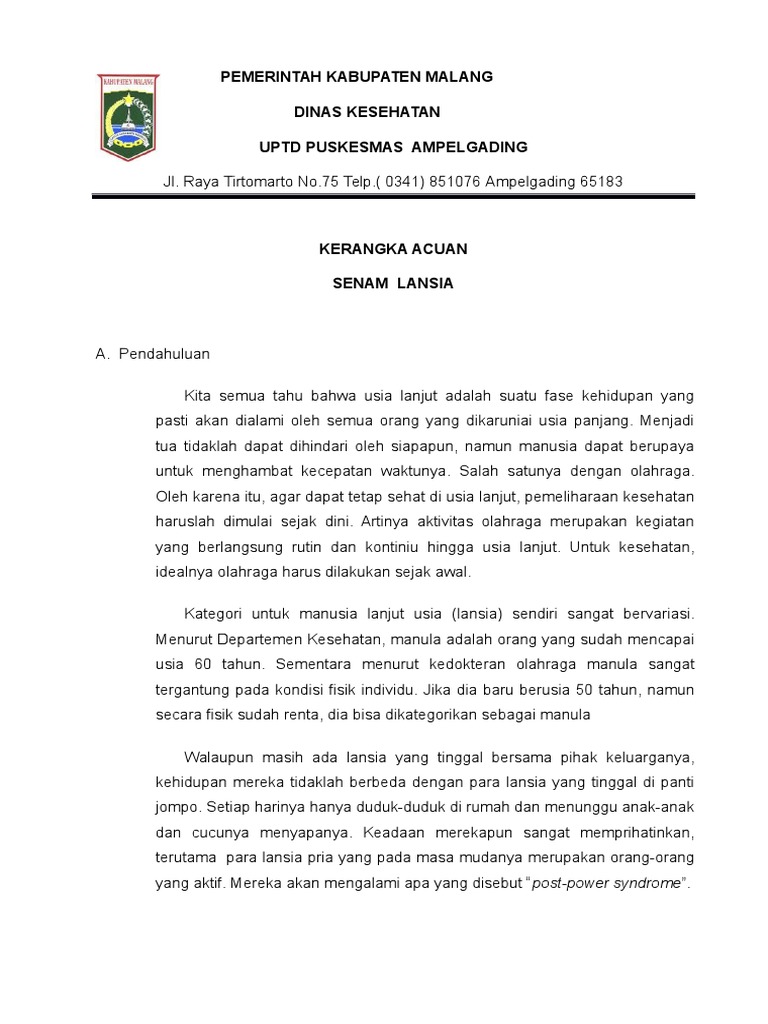 Kak Senam Lansia PDF | PDF | Kesehatan Holistik | Gaya Hidup