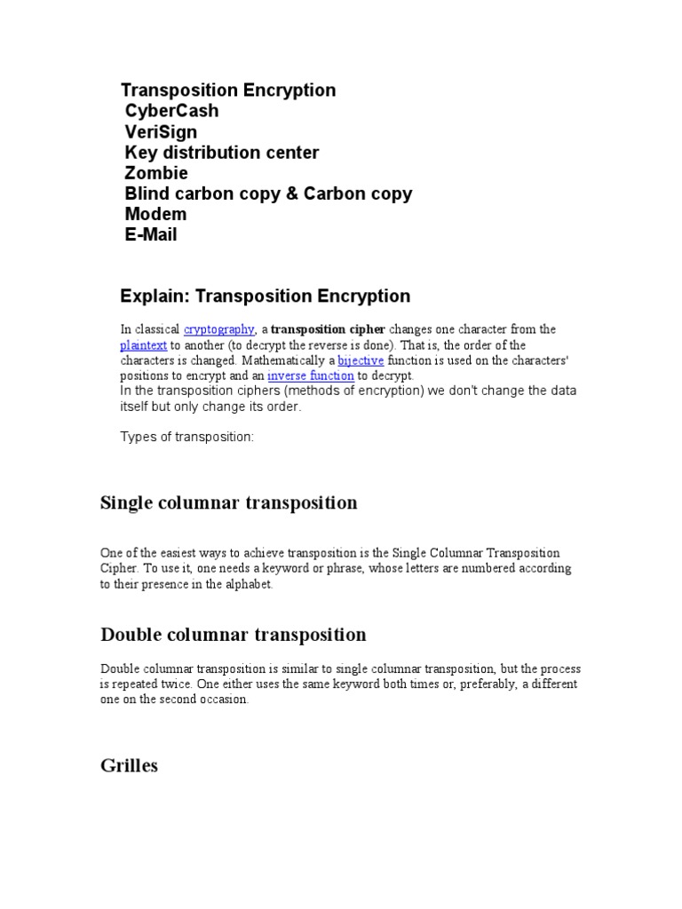 Exploring Classical Encryption Methods: An Overview of Transposition ...