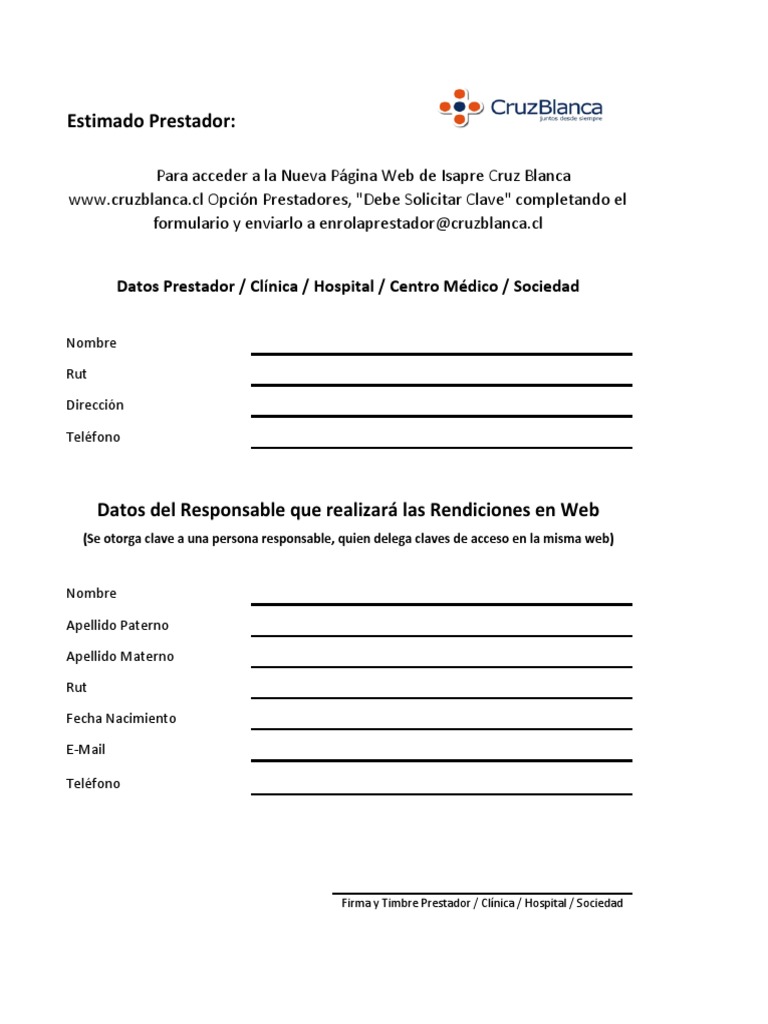 Formulario Clave Prestador | PDF