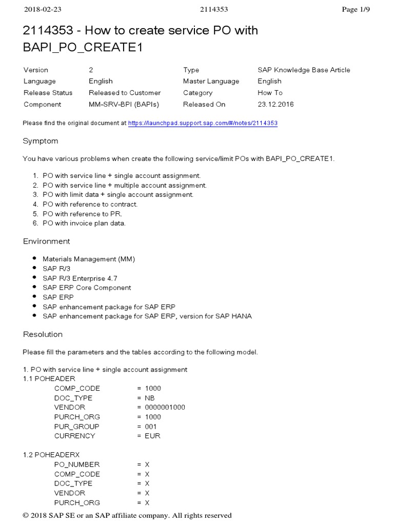 PO Service | PDF | Sap Se | Software