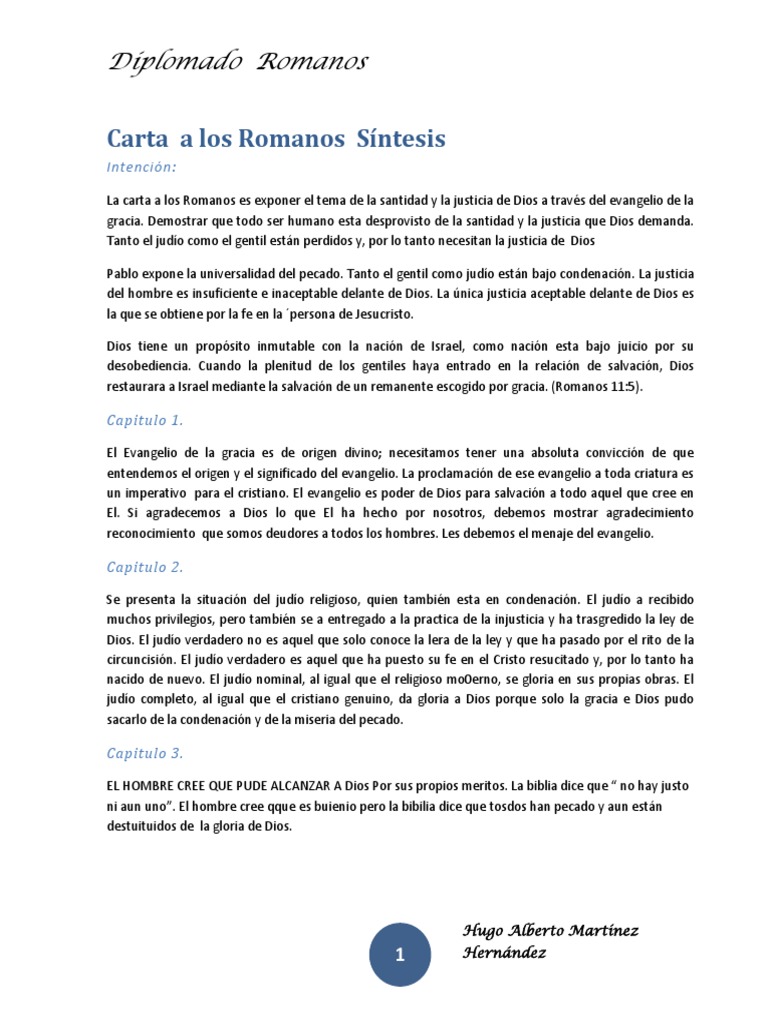 Carta A Los Romanos Síntesis | PDF | Epístola a los romanos | Salvación