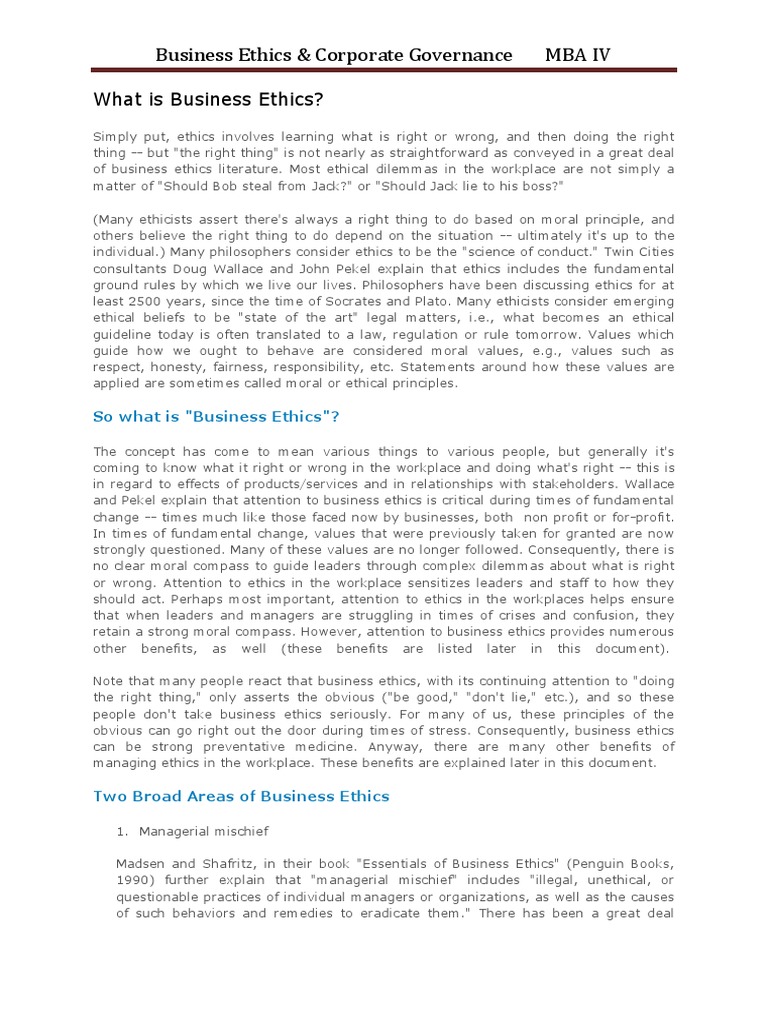 Basics of Business Ethics | PDF | Business Ethics | Value (Ethics)