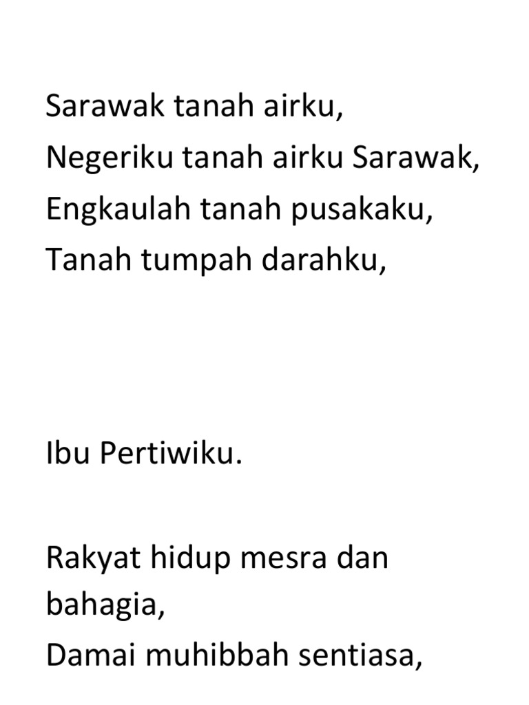 Lirik Lagu Negeri Sarawak | PDF