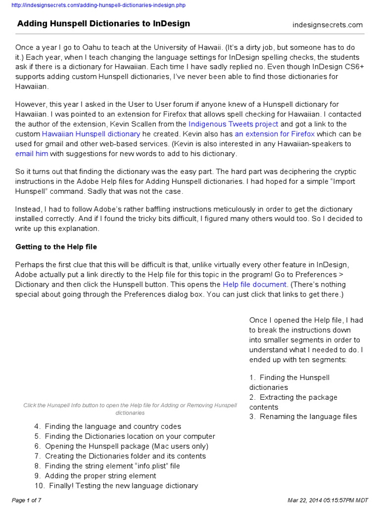 Adding Hunspell Dictionaries To InDesign PDF | PDF | Adobe In Design ...