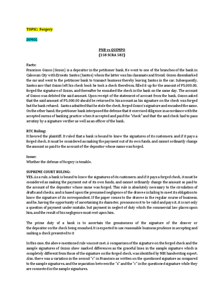 Bank Liability in Forgery Cases | PDF | Negotiable Instrument | Cheque