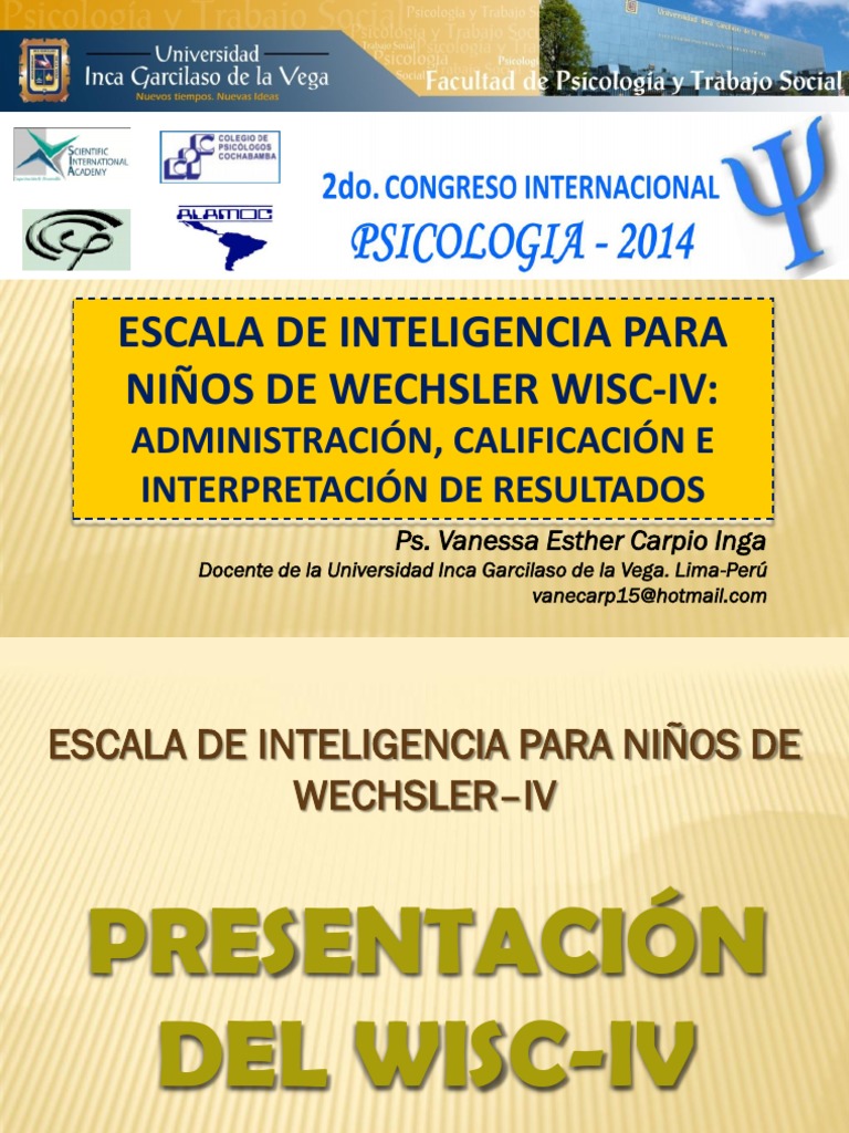 Escala de Inteligencia para Niños de Wechsler Wisc-Iv PDF | PDF ...