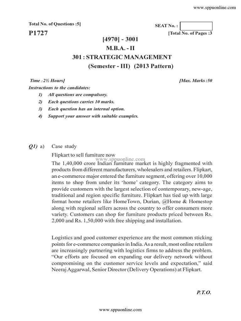 Mba 3 Sem Strategic Management P (13) Jun 2016 | PDF | Strategic ...