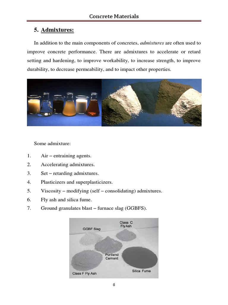 Admixtures:: Concrete Materials | PDF | Ultimate Tensile Strength ...