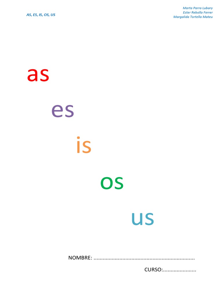 As Es Is Os Us Imprenta | PDF