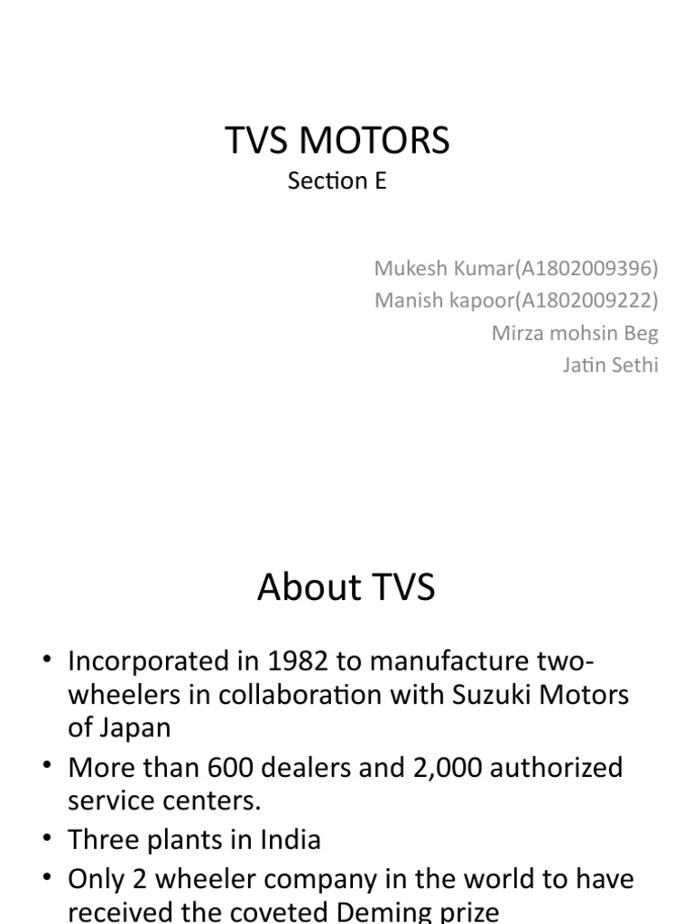Tvs Motors: Section E | PDF | Engines | Hybrid Vehicle