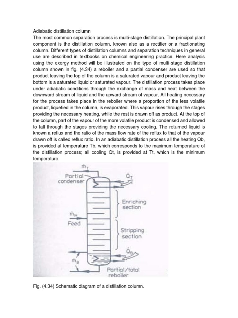 Adiabatic Distillation Column Analysis | PDF | Distillation | Exergy