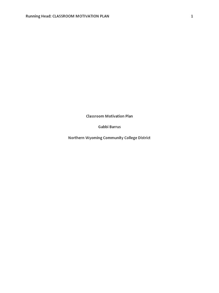 Classroom Motivation Plan | Download Free PDF | Classroom | Motivation