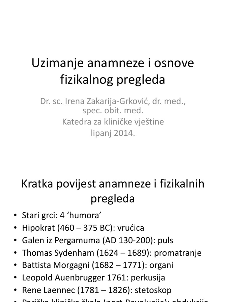 Uzimanje Anamneze | PDF