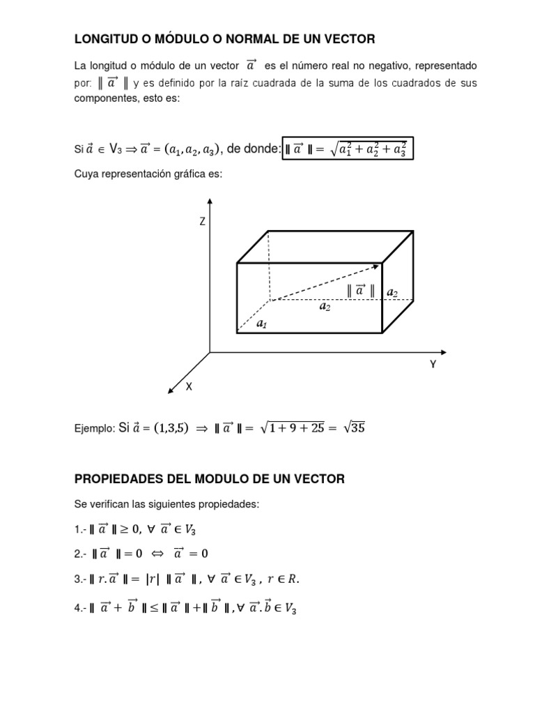 Longitud o Módulo o Normal de Un Vector | PDF | Vector Euclidiano ...