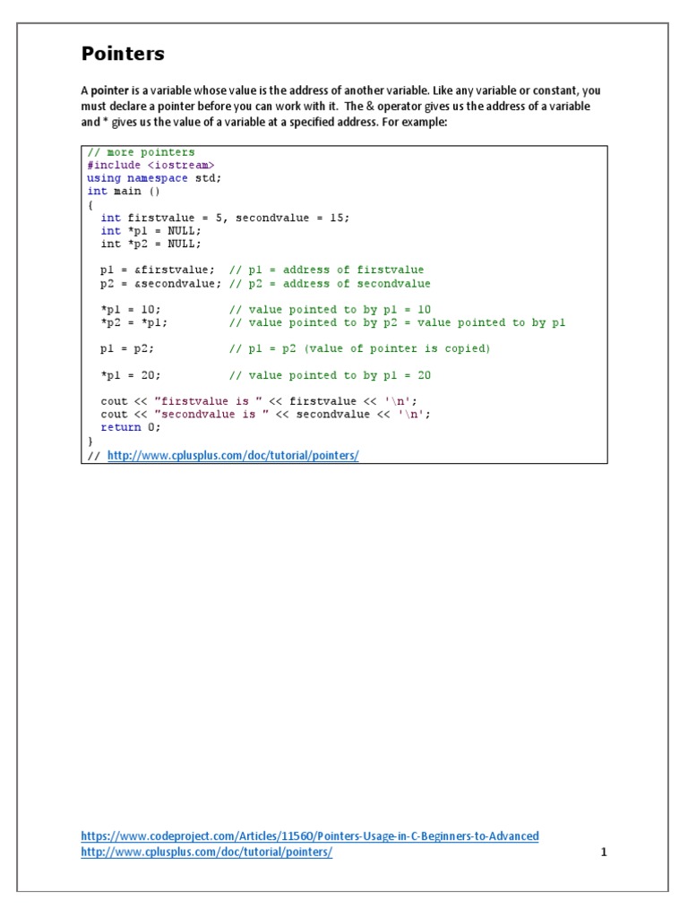 C++ Pointer Practice | Download Free PDF | Pointer (Computer ...