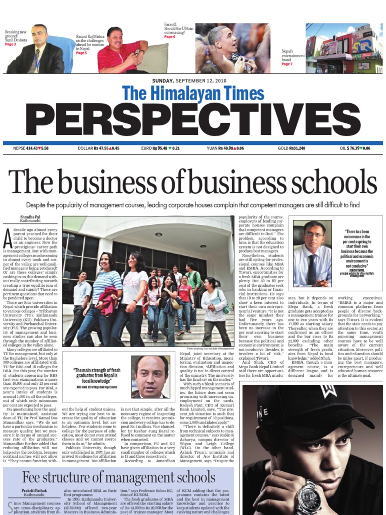 The Himalayan Times: Perspectives | PDF | Master Of Business ...