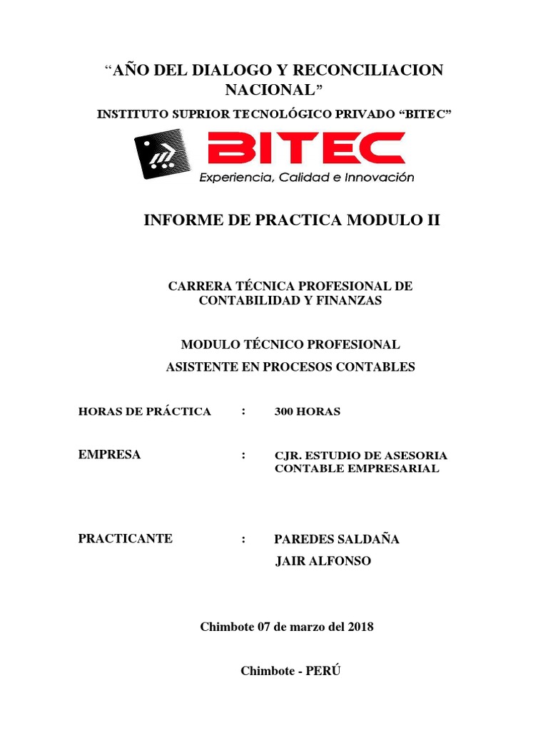 Informe de Practicas Modulo 2 | PDF | Calidad (comercial) | Contabilidad