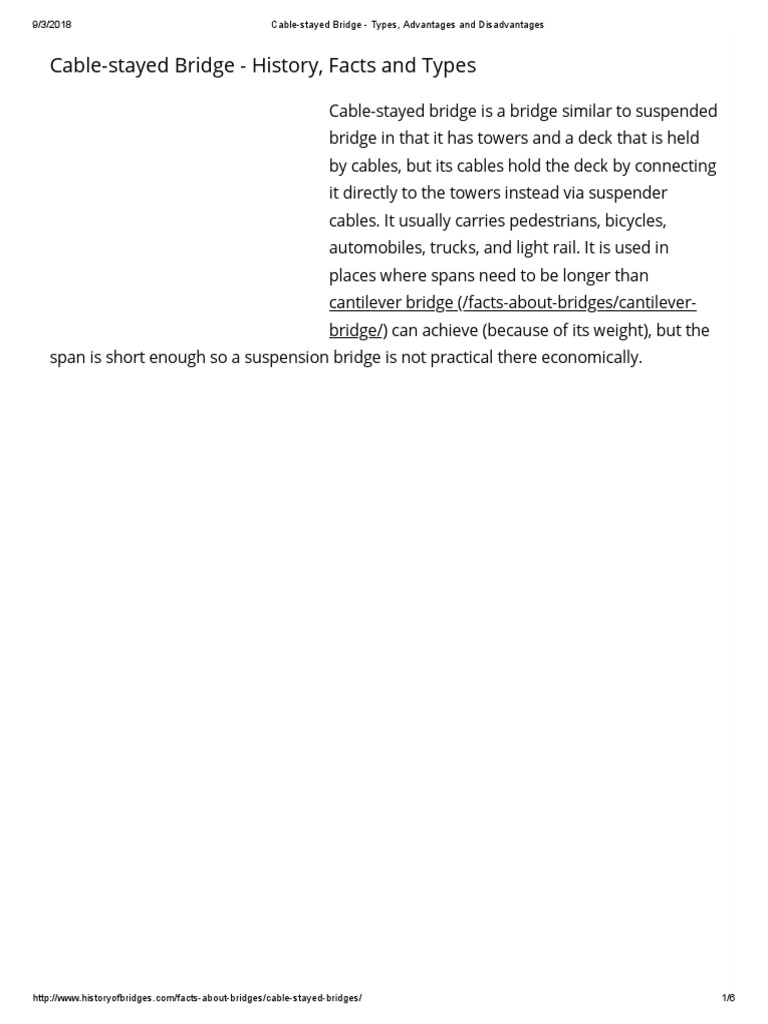 Cable-Stayed Bridge - Types, Advantages and Disadvantages | PDF ...