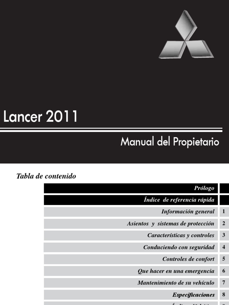 Manual Mitsubishi Lancer (2011) | Gasolina | Tanques