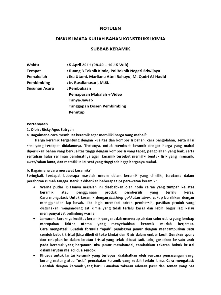 Notulen BKK | PDF | Griya & Taman | Teknologi & Rekayasa