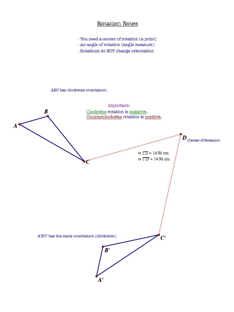Rotation Notes: - An Angle of Rotation (Angle Measure) - You Need A ...