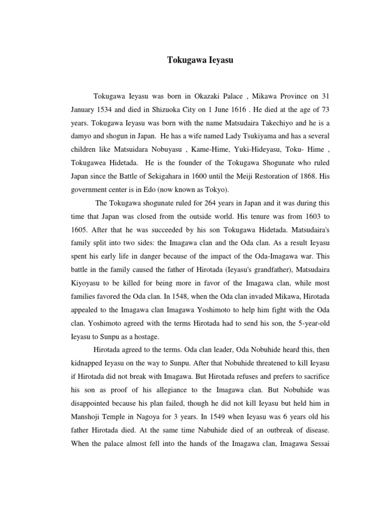 Tokugawa Ieyasu | PDF | Feudal Japan | Japanese Nobility