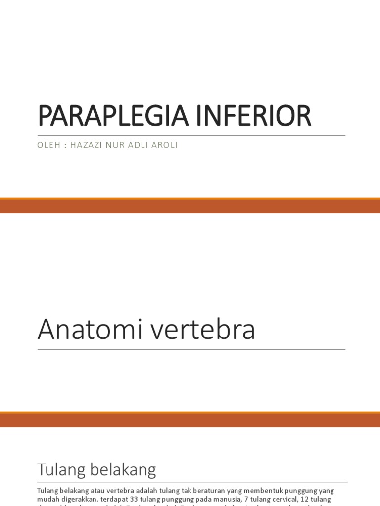 Paraplegia Inferior: Definisi dan Klasifikasi | PDF