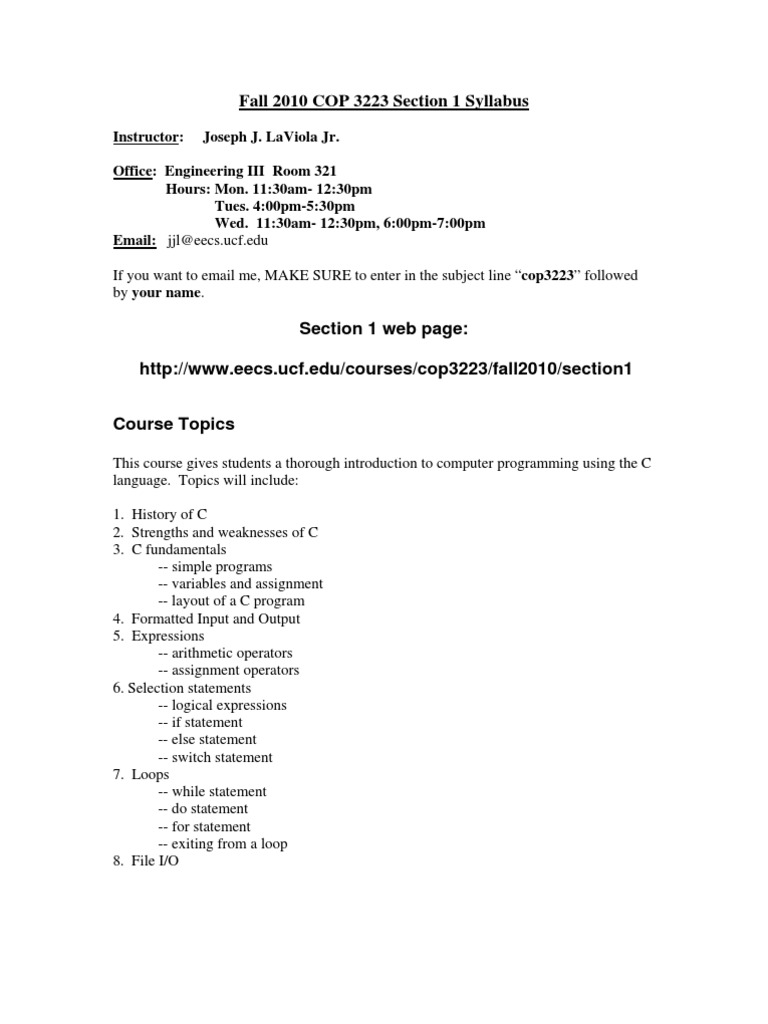 Syllabus Pdf C Programming Language Pointer Computer Programming