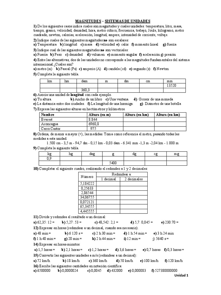 U0 Sistemas de Unidades | PDF | Unidades de medida | Longitud