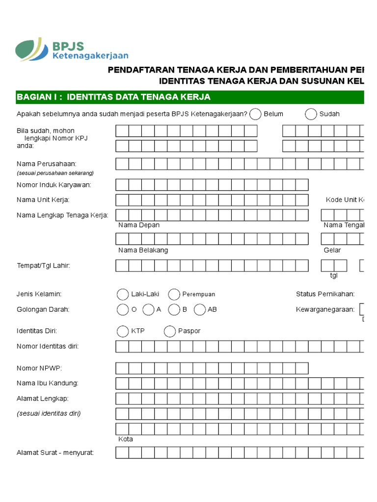 Form 1a - Formulir Pendaftaran Tenaga Kerja Baru | PDF