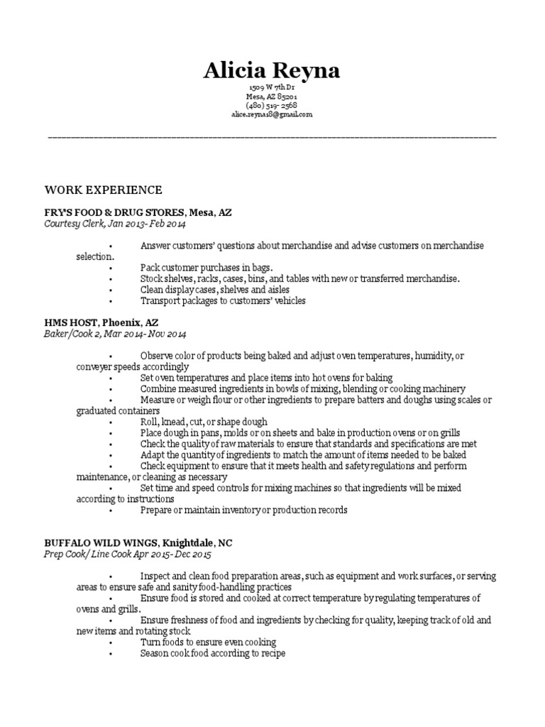 Alicia Reyna Resume PDF | PDF | Dough | Baking