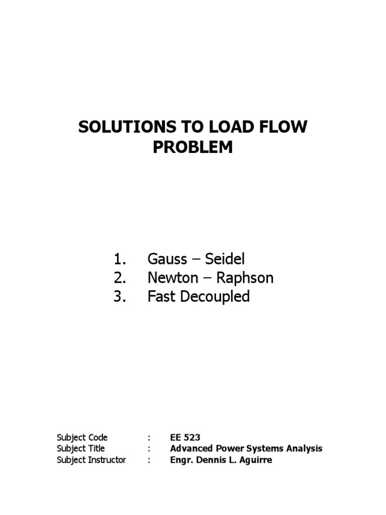 Solutions To Load Flow Problem | PDF | Mathematical Analysis ...